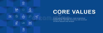 Core Values Web Header Banner with Integrity Mission and Vision Icons ...