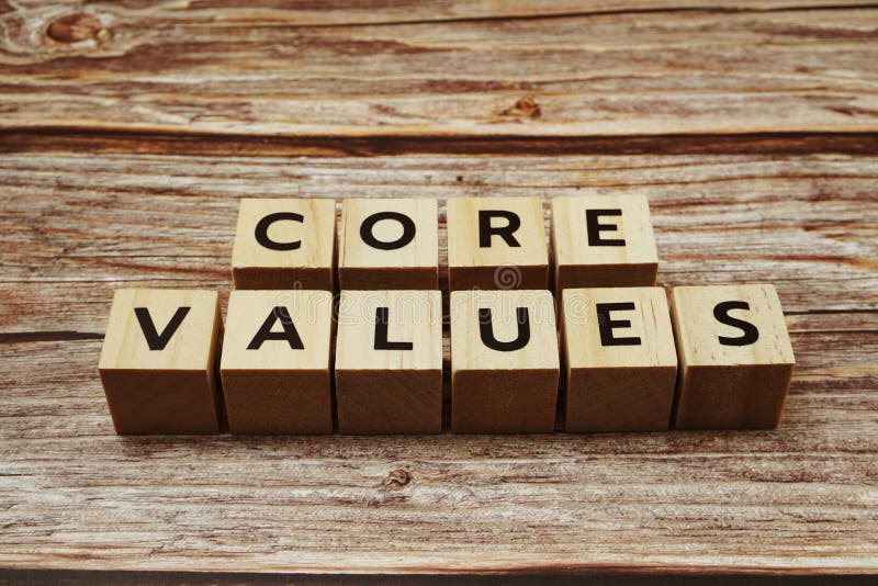 Core Values Alphabet Letters on Wooden Background Stock Image - Image ...