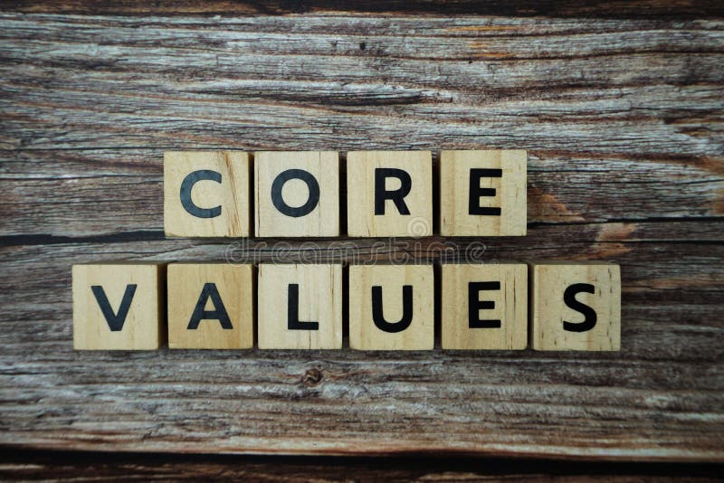 Core Values Alphabet Letters on Wooden Background Stock Image - Image ...