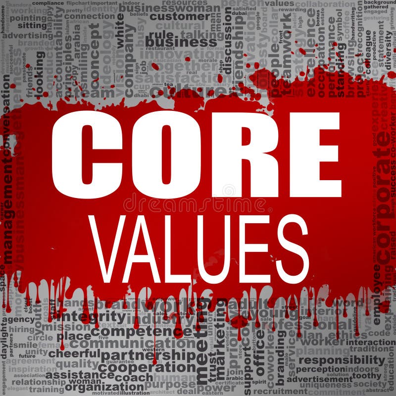 Core values word cloud stock illustration. Illustration of rule - 112375530