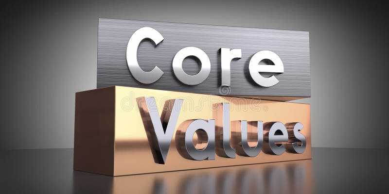 Core Values - Words on Metal Blocks Stock Illustration - Illustration ...