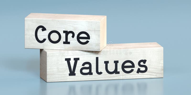 Core Values - Words on Wooden Blocks Stock Illustration - Illustration ...