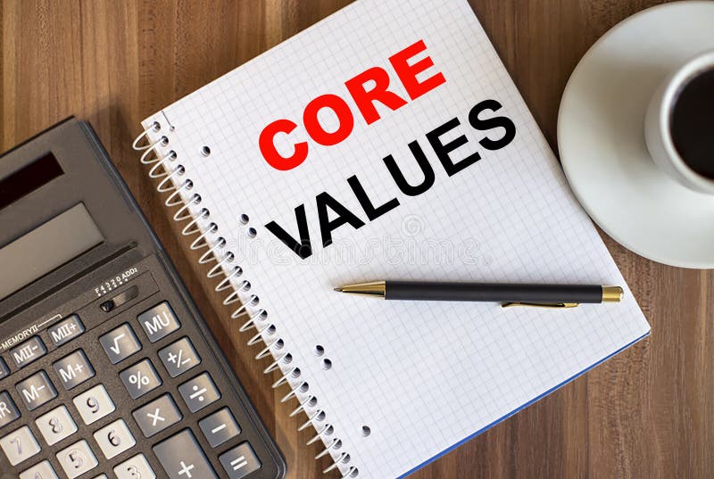 The Core Values are Written in a White Notebook that Lies between the ...