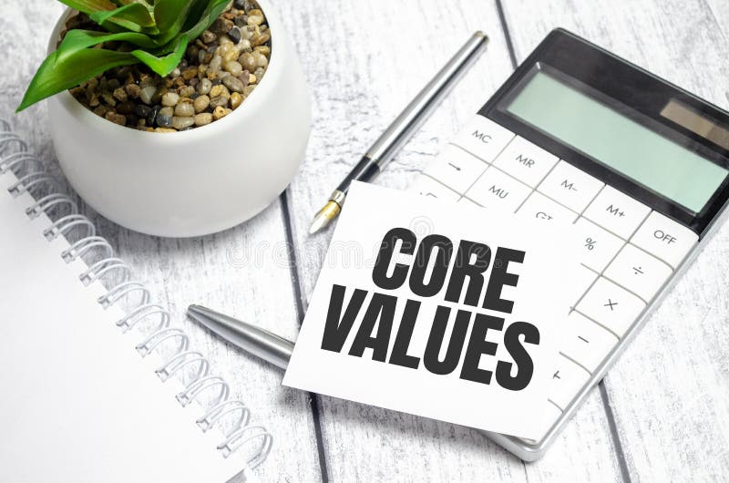 Core Values Written Words on Paper Notebook . Workplace Stock Image ...