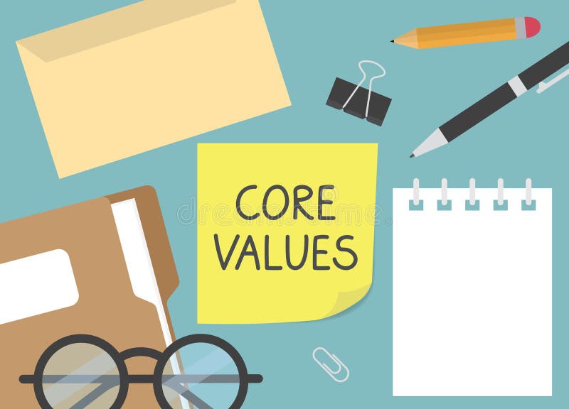 Core Values Written on Yellow Sticky Note Stock Vector - Illustration ...