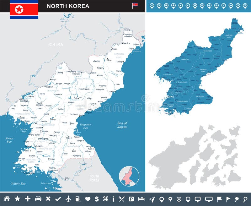 Corea Del Norte - Mapa Infographic - Ejemplo Detallado Del Vector Stock ...