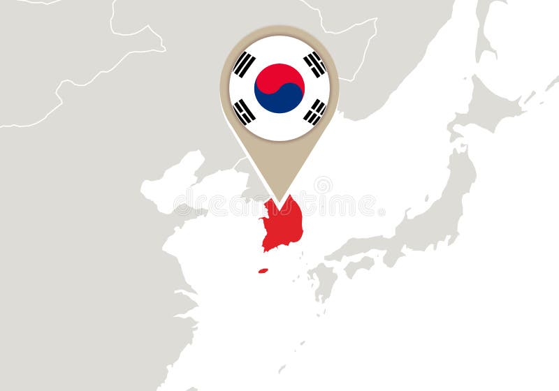 Corea Del Sur En Mapa Del Mundo Ilustración del Vector - Ilustración de ...
