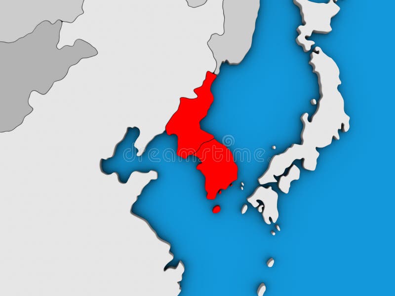 Corea en el mapa 3D stock de ilustración. Ilustración de globo - 129971125