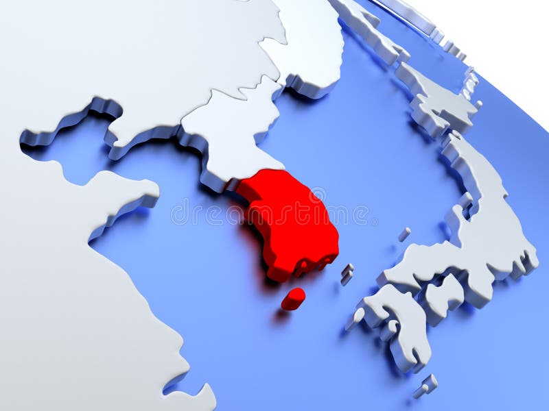 Coreia Do Sul No Mapa Do Mundo Ilustração Stock - Ilustração de globo ...