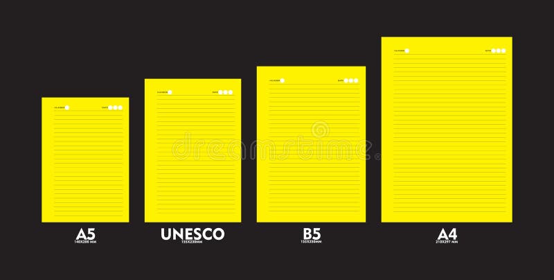 Design Note Book Size A5, A4, B5 and Unesco Stock Illustration ...