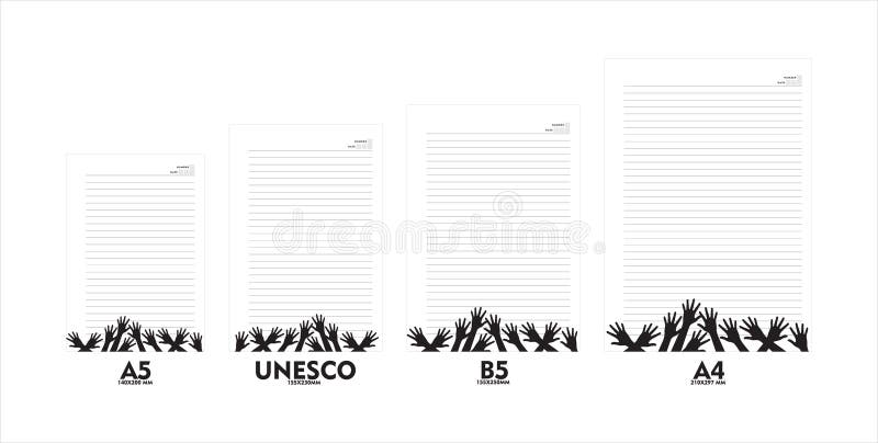 Design Note Book Size A5, A4, B5 and Unesco Stock Illustration ...