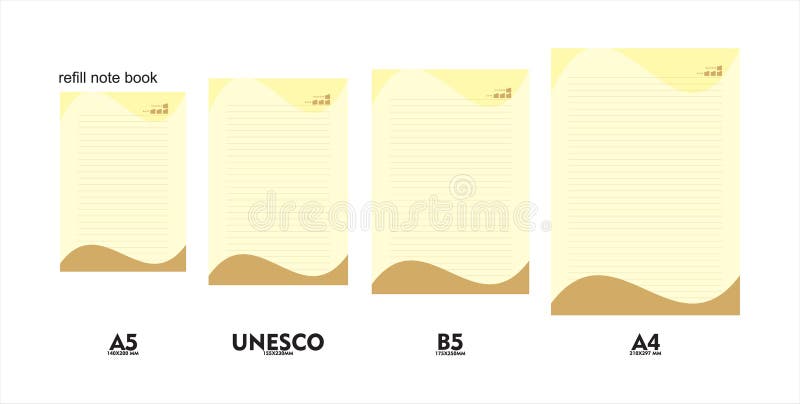 Design of Note Book Refills in Sizes A5, A4, B5 and Unesco Sizes. Stock ...