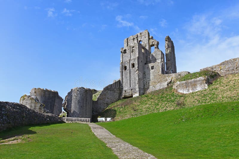 Corfe Castle, in Swanage, Dorset, Southern England Stock Image - Image ...