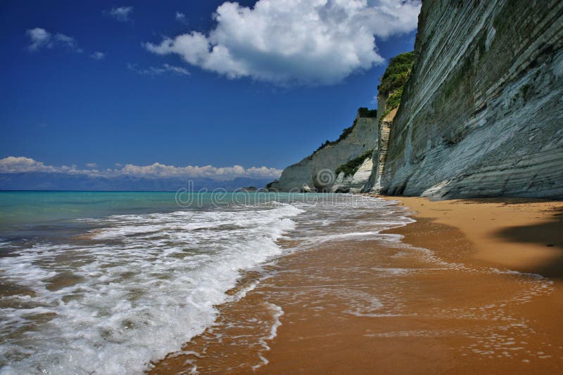 Beach Scene from Corfu Island Stock Image - Image of relax, chair: 1619953