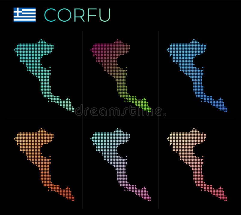 Corfu dotted map set. stock vector. Illustration of continent - 256916832