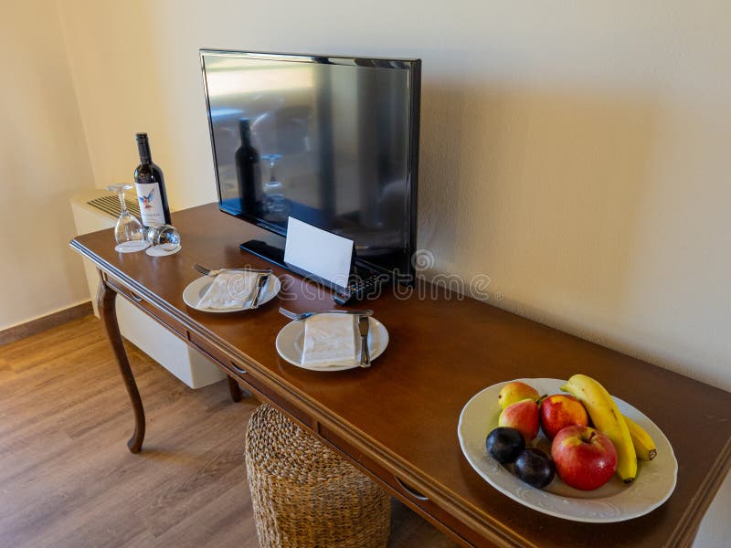 Corfu, Corfu, Greece. August 31, 2022: a Hotel Room Console Table ...