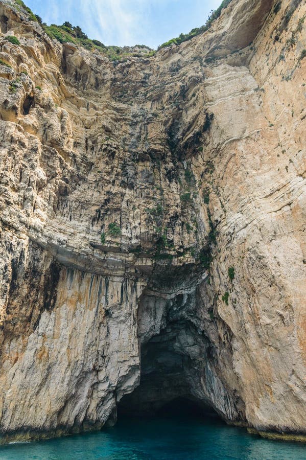 Sea cave in Corfu stock image. Image of natural, entrance - 138040551