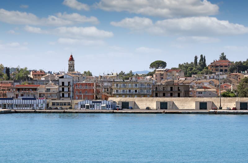 Corfu Port with Yacht and Sailboats Stock Image - Image of building ...