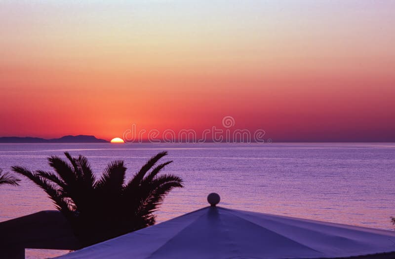 Corfu, Sunset on the Beach, Greece Stock Image - Image of idyllic, view ...