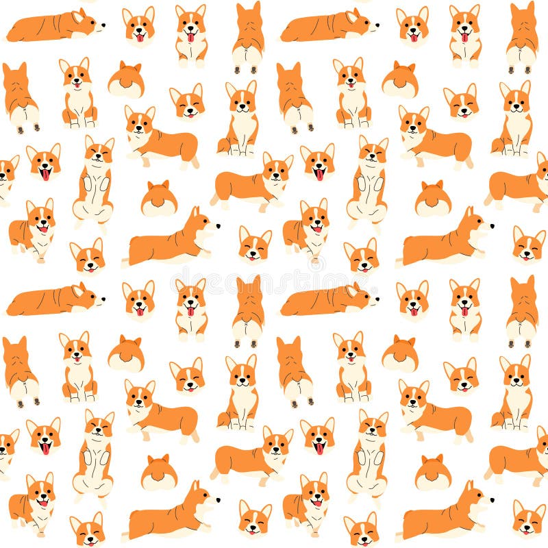 Corgi in Action,seamless Pattern Stock Vector - Illustration of pattern ...