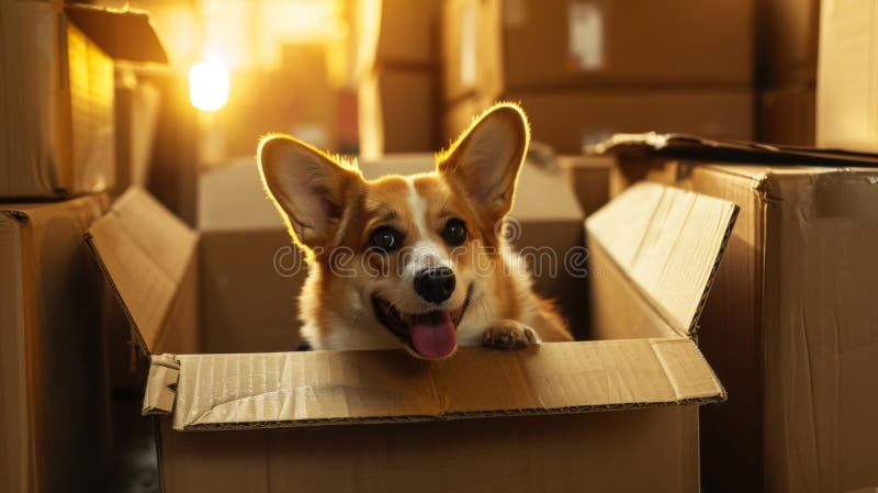 The Corgi in the Box. AI Generated Stock Photo - Image of joyful ...