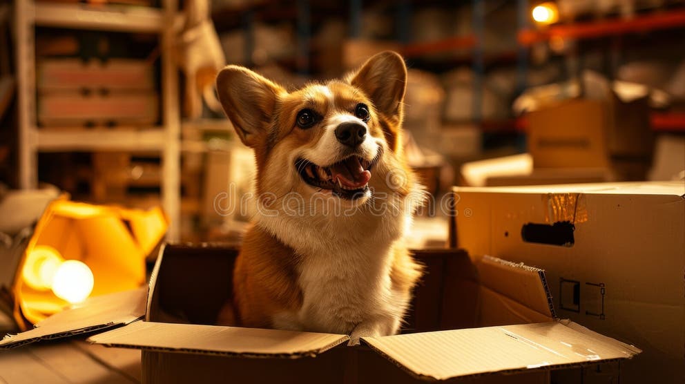The Corgi in a Box. AI Generated Stock Photo - Image of cardboard ...