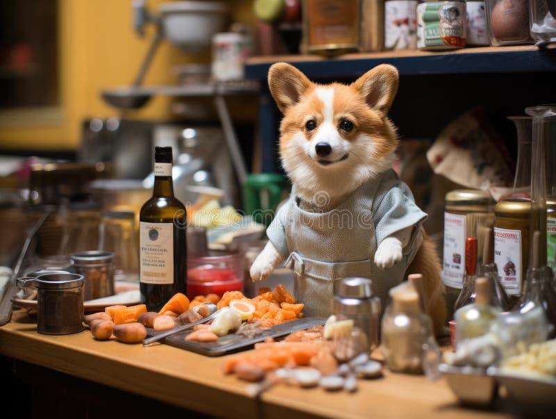 Corgi Chef in Tiny Kitchen ISO Stock Illustration - Illustration of ...