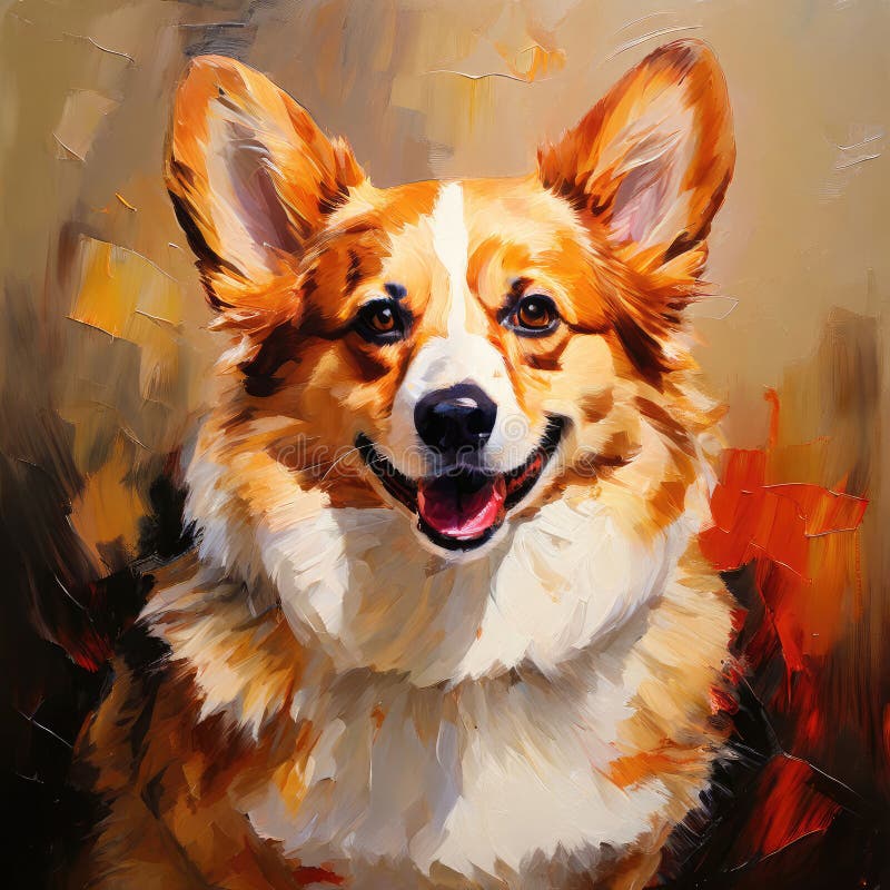 Corgi dog art painting stock photo. Image of companion - 342692746