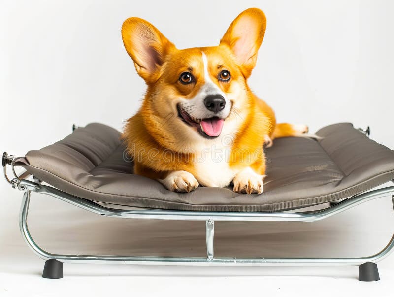 A Corgi Dog Laying on a Metal Bed Stock Photo - Image of breed, sitting ...