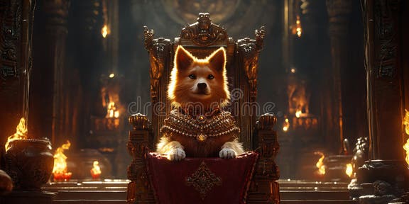 Corgi King on a Golden Throne Stock Illustration - Illustration of ...