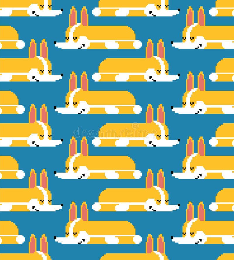 Corgi Pixel Art Pattern Seamless. Small Dog Background 8 Bit Stock ...