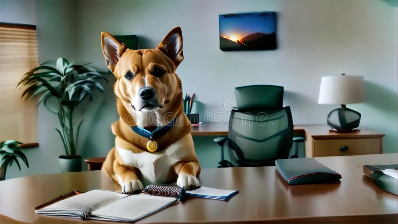 Corgi Posing As Office Worker Stock Footage - Video of generated ...