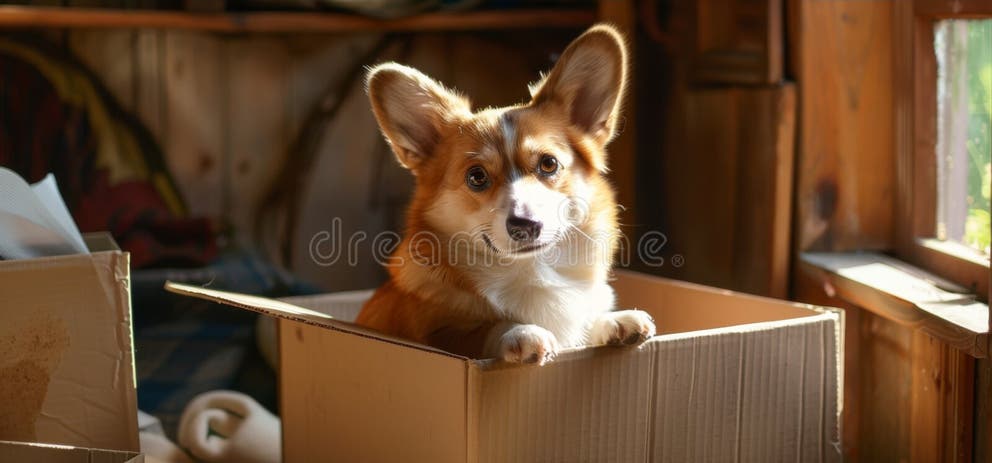 The Corgi Inside Box. AI Generated Stock Photo - Image of smile ...