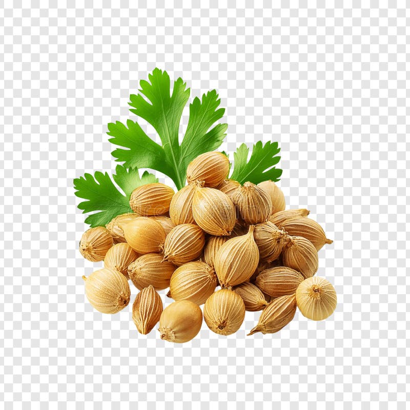 Coriander Seed with Leaf on Transparent Background Stock Photo ...