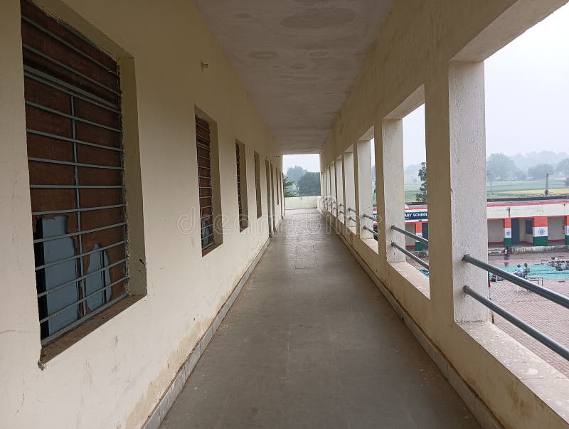 Coridor in school building stock image. Image of room - 274377219