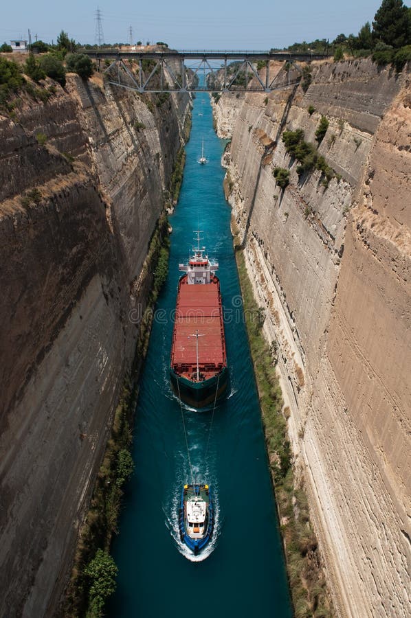 Corinth Canal, Corinth, Greece Stock Photo - Image of nautical, narrow ...
