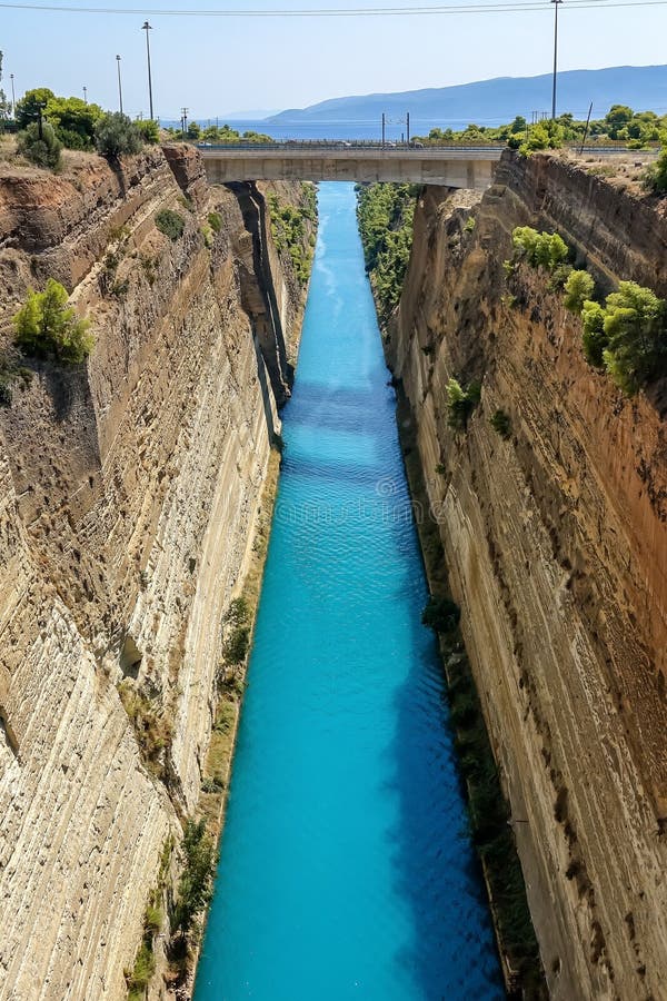 Corinth Channel in Greece in a Summer Day Stock Photo - Image of cruise ...