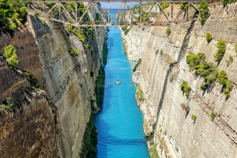 Corinth Channel in Greece in a Summer Day Stock Photo - Image of ...