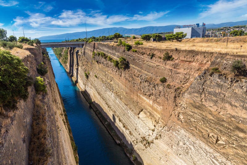 Corinth channel in Greece stock image. Image of connection - 187919775