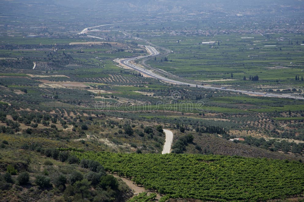 Corinth landscape, Greece stock photo. Image of trees - 69292570