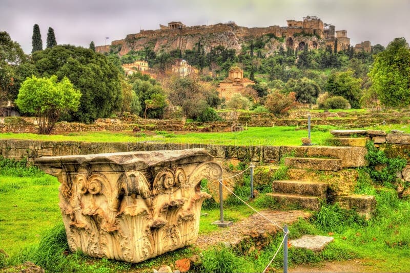 Corinthian Capital at the Ancient Agora of Athens Stock Photo - Image ...