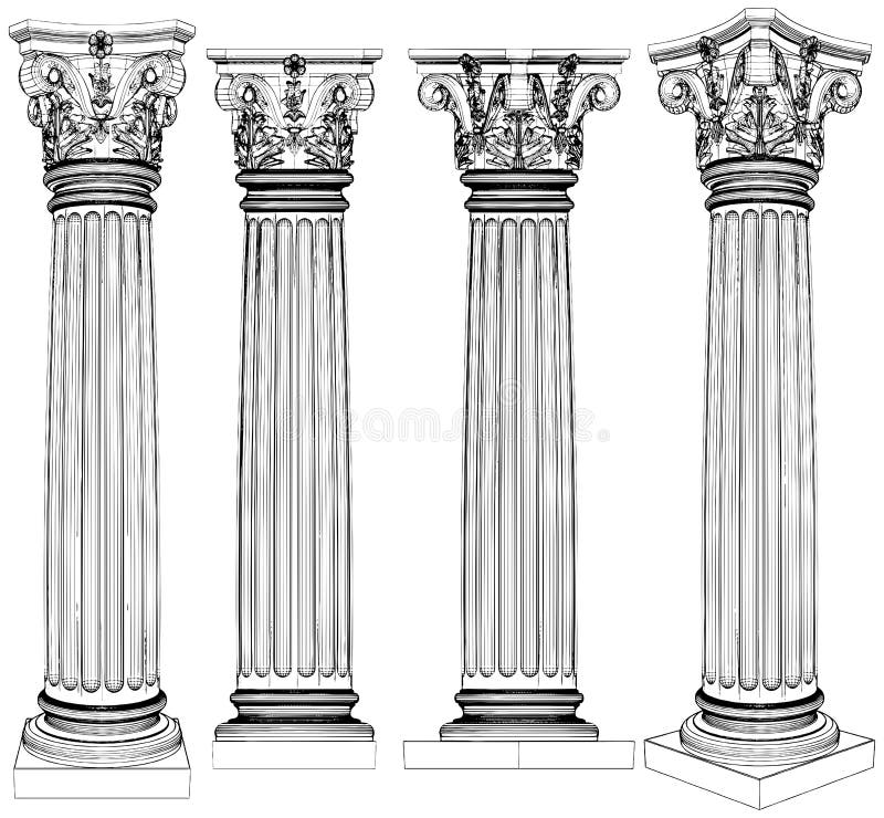 Corinthian Column Vector. Illustration Isolated on White Background ...