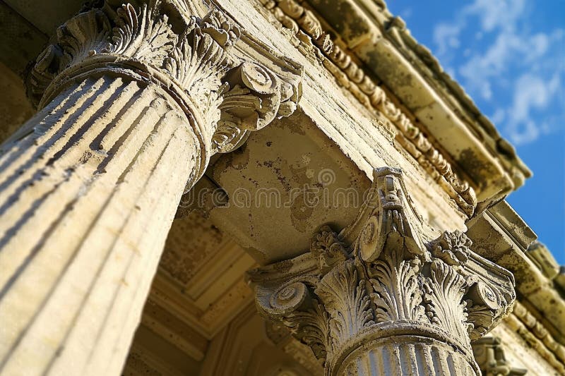 Corinthian Columns Supporting Stone Lintel of Ancient Temple Ruins ...