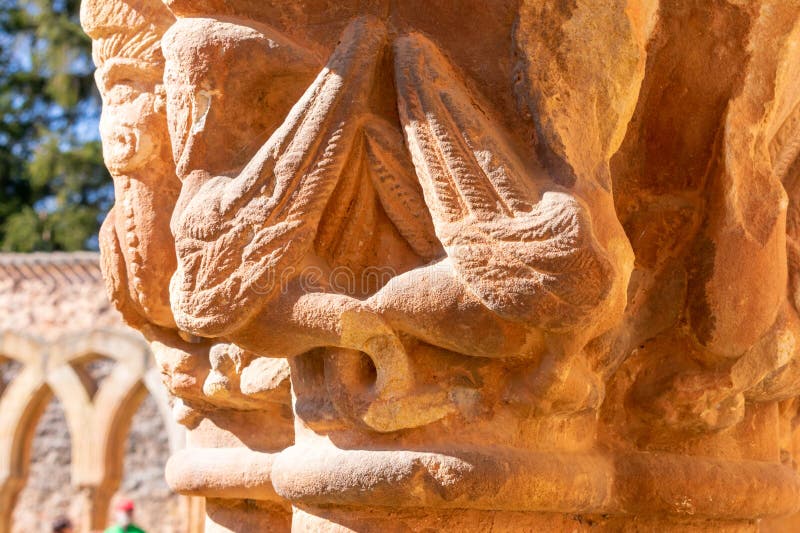 Corinthian Detail of Romanesque Stone Column Stock Image - Image of ...