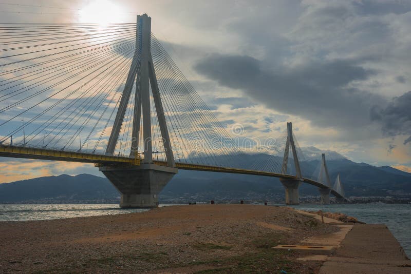 Corinthian Gulf Bridge between Rio and Antirio, Greece Stock Image ...