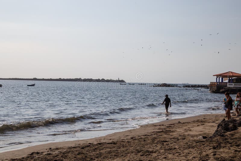 Corinto, Nicaragua, Beach View with People Around Editorial Photography ...