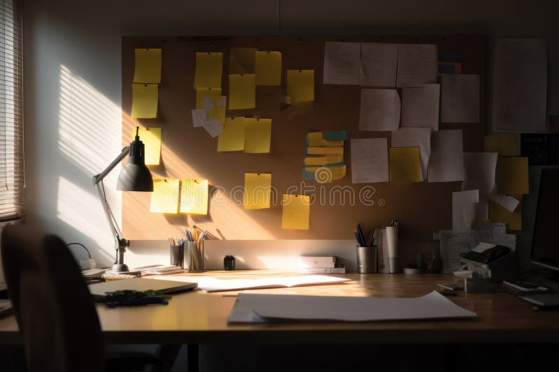 Cork Board with Colored Stickers or Sheets of Paper for Notes Over the ...