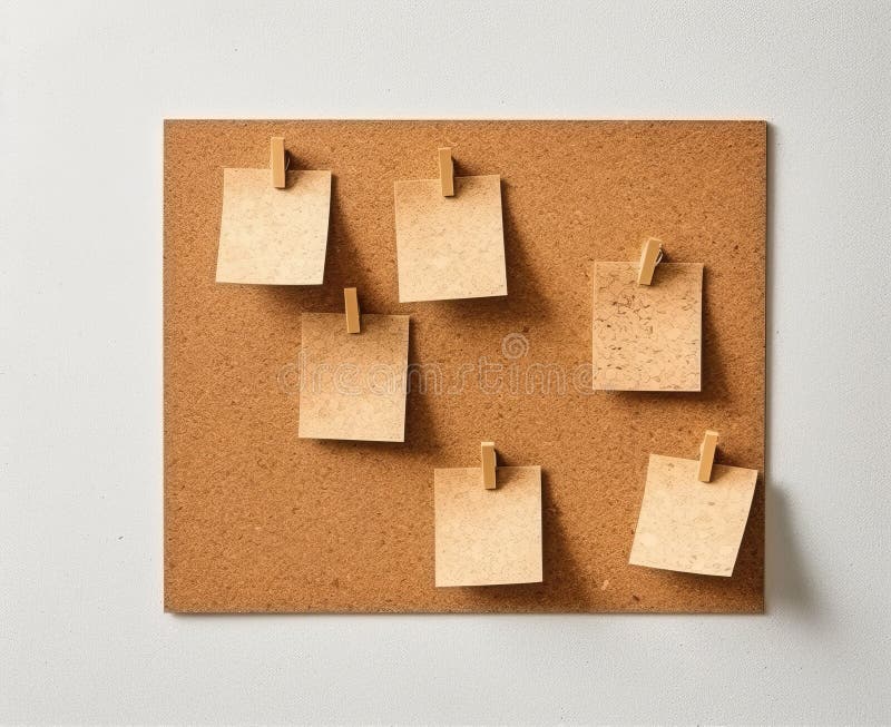 Cork Board with Colored Sticky Notes or Sheets of Paper for Notes ...