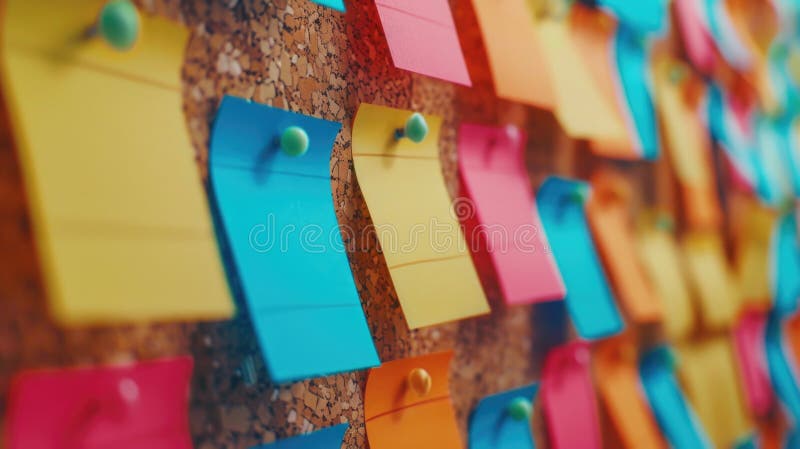 A Cork Board Covered in Colorful Post it Notes, Great for Organizing ...