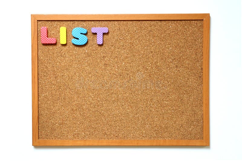 Cork Board with List Wording Stock Image - Image of business, colorful ...